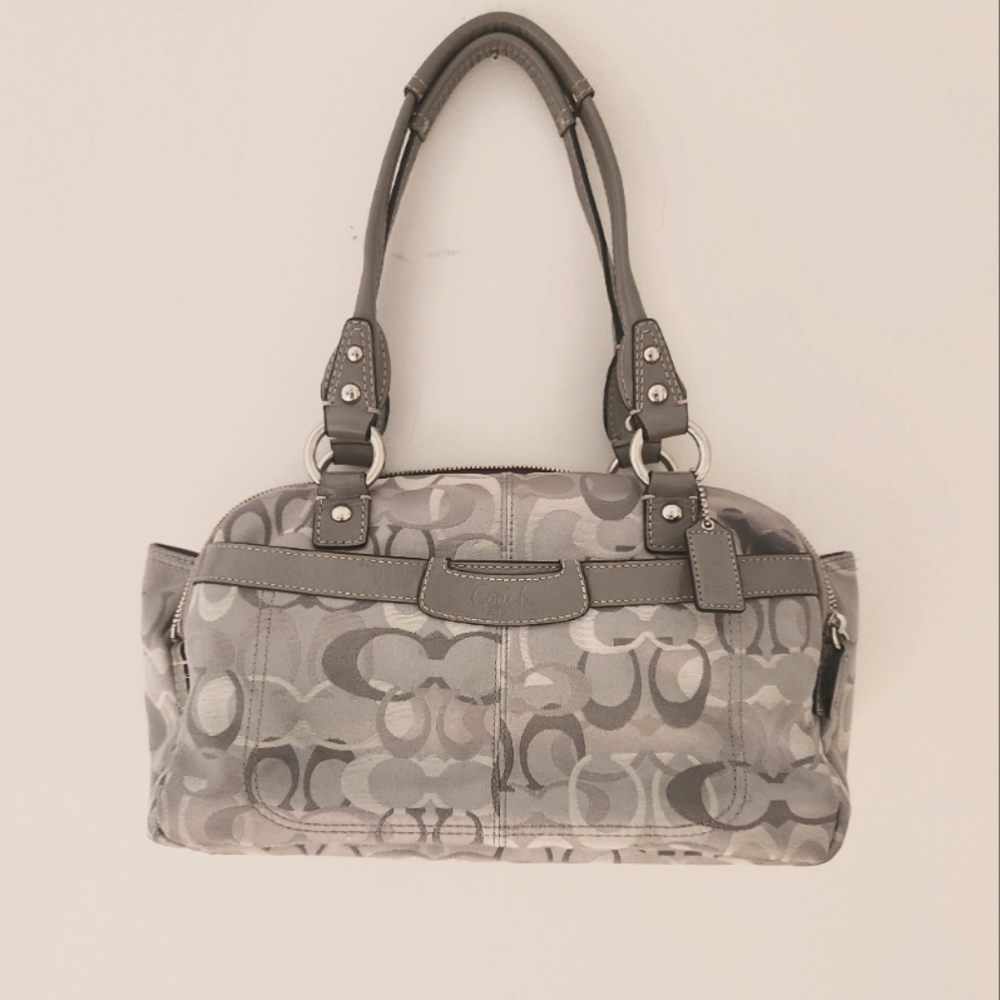 Coach Signature C Satchel Shoulder Bag Grey Silver - Gem
